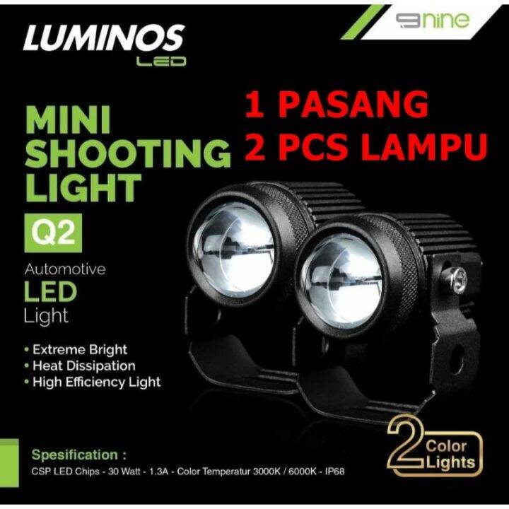 LAMPU LED TEMBAK SOROT LASER 2 WARNA LUMINOS 9NINE Q2 D2 R2 LUXIMOS ...