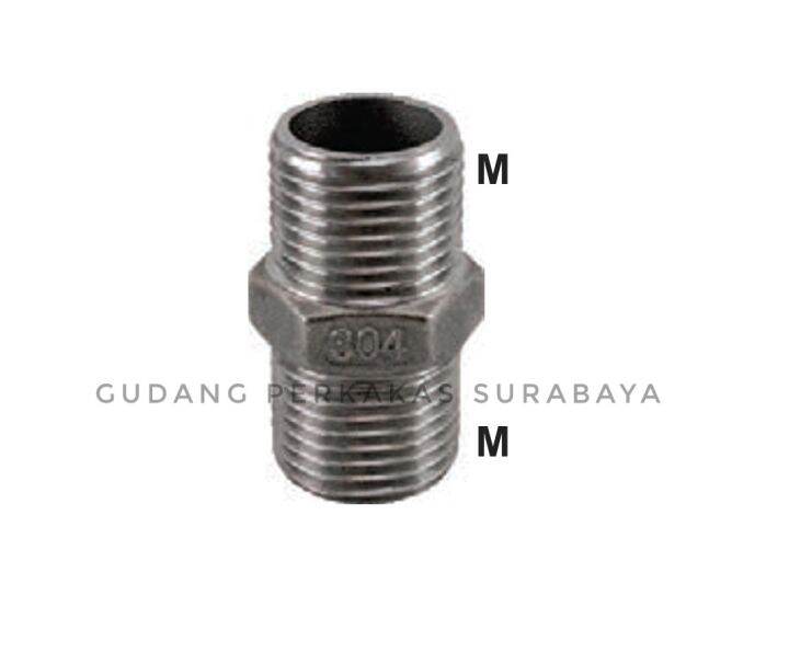 MALE NAPLE M x M DRAT PIPA 1/4 SUS304 ADAPTER DRAT DOUBLE NEPEL DOBEL DRAT LUAR STAINLESS ...