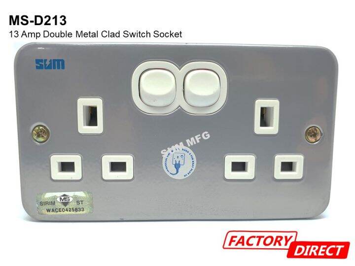 SUM 13Amp Double Metal Clad Switched Socket | Lazada