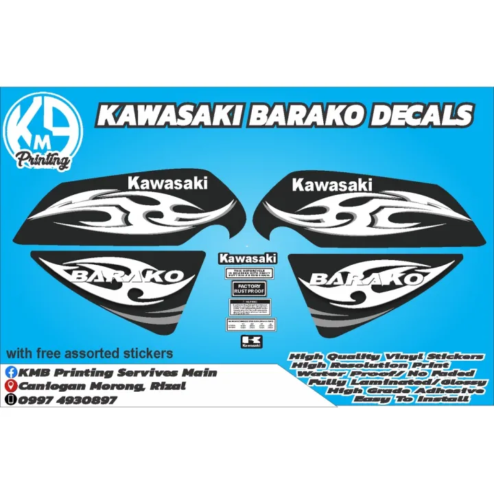 立即发货 Kawasaki Barako 2 Black Stock Sticker Decals | Lazada PH