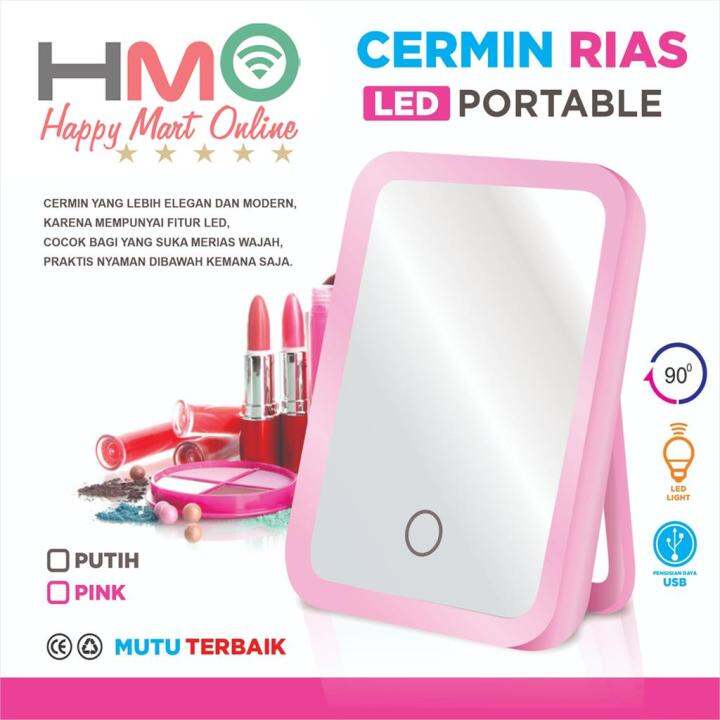Cermin Lampu LED Rechargeable Mirror Touch Screen LED Kaca Cermin Meja ...