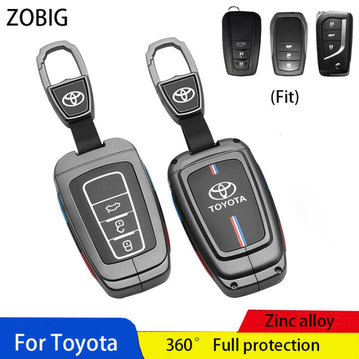 ZOBIG for Toyota Key Fob Cover with Keychain Zinc alloy Protection Key ...