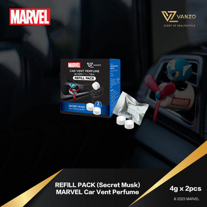 [Refill Pack] VANZO Marvel Series Car Vent Perfume 4g x 2 (Secret Musk) | Lazada