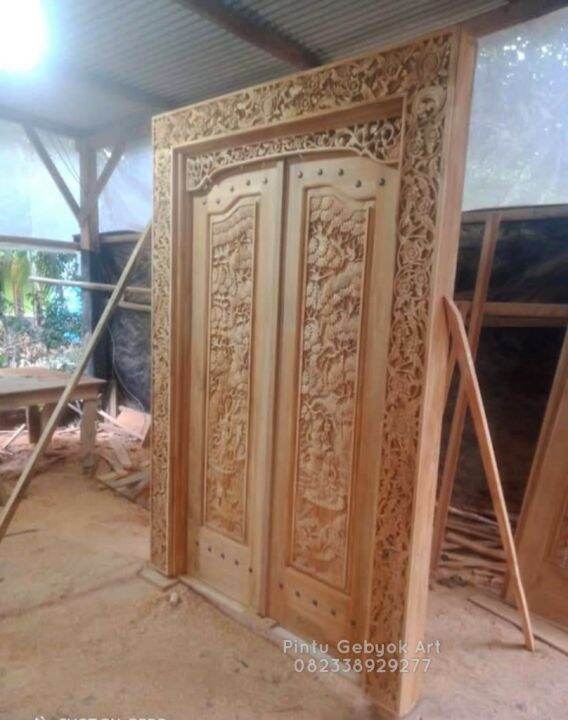 Pintu Kayu Jati Minimalis Ukir Jepara | Lazada Indonesia