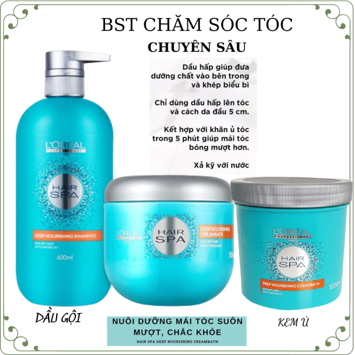 Kem ủ tóc LOreal (HCM) Hair Spa Dầu hấp tóc suôn mượt loại 500ml /1000ml - dầu gội L oreal chăm ...