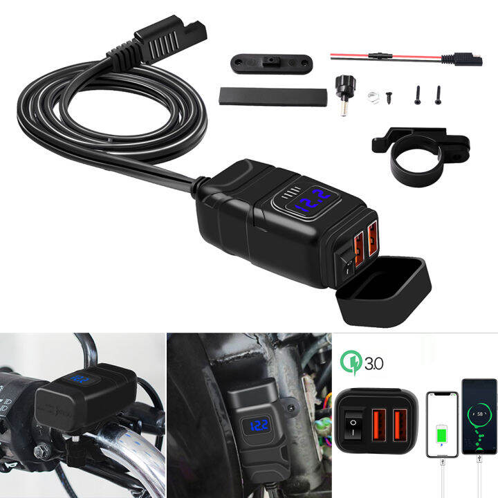 LO 【High Quality】Motorcycle Quick Charger 12V SAE to USB Adapter with ...