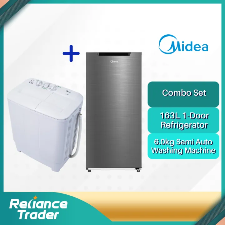 【COMBO】Midea 163L 1-Door Refrigerator MDRD229FGD42-MY + Midea 6.0kg Semi Auto Washing Machine ...