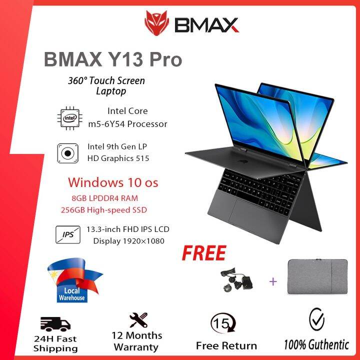 BMAX Laptop Y13 Pro 13.3 " Intel Core m5-6Y54 360 Windows 10 1920x1080 IPS Touchscreen 38Wh Type ...