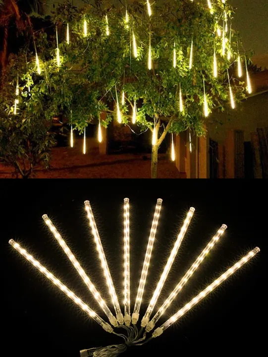 30CM Meteor Shower LED Christmas Lights 8 Tubes (YELLOW) | Lazada PH
