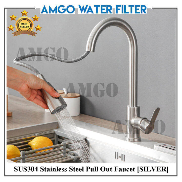 AMGO Stainless Steel Sus 304 Kitchen Faucet with Pull Out Spray Sink ...
