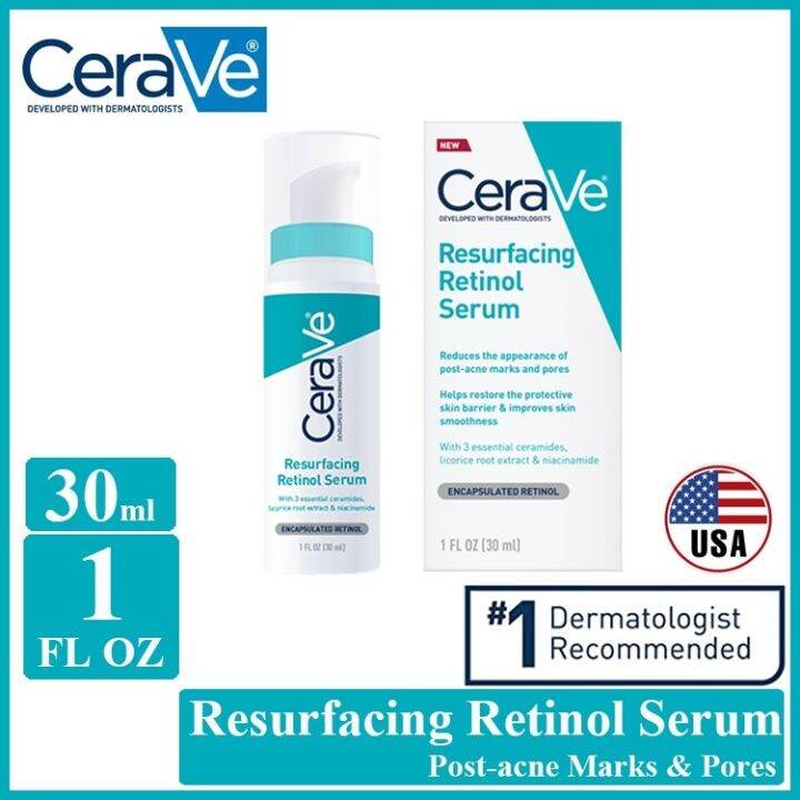New Cerave Resurfacing Retinol Serum 30ml For Post Acne Marks Skin