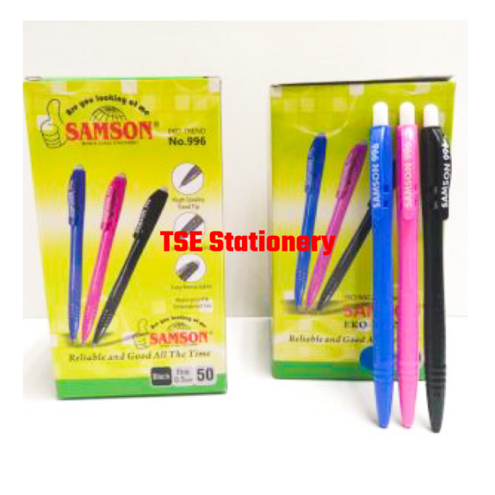 Samson Ball Pen SS996 Click 0.5mm Black Blue Red Ballpen | Lazada