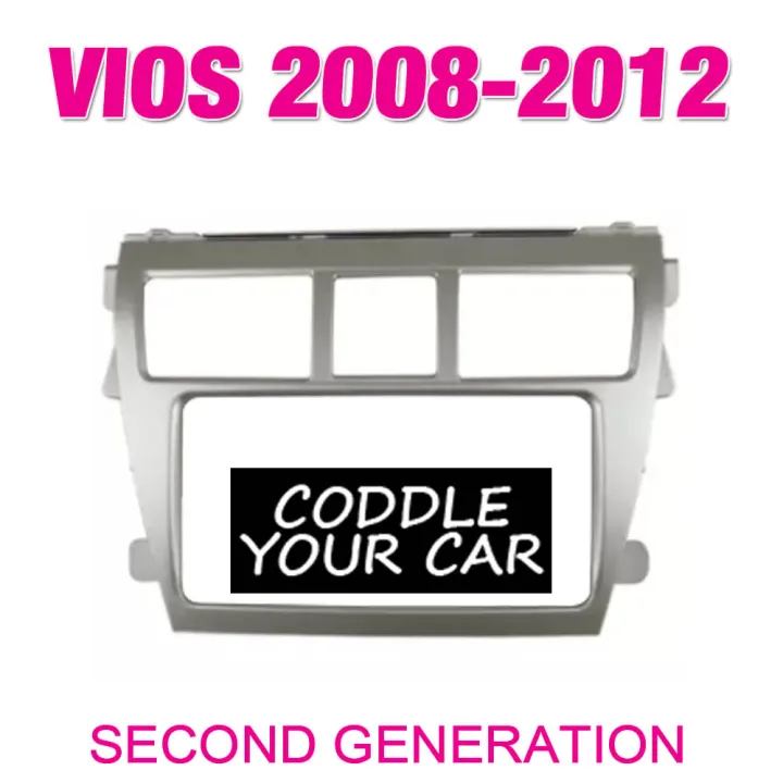 Silver 2Din Stereo Panel for Toyota Vios 2008 2009 2010 2011 2012 Gen-2 ...