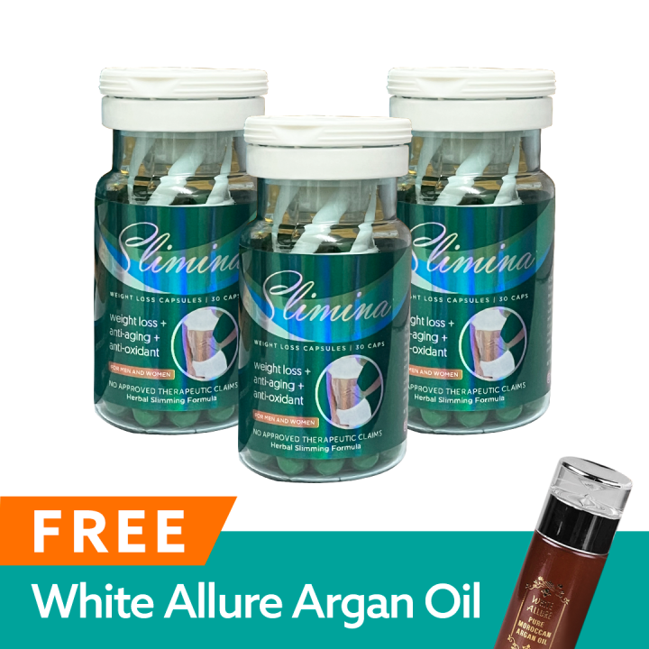 3 Bottles Slimina Weight Loss Capsules (STRONG FORMULATION) with White ...