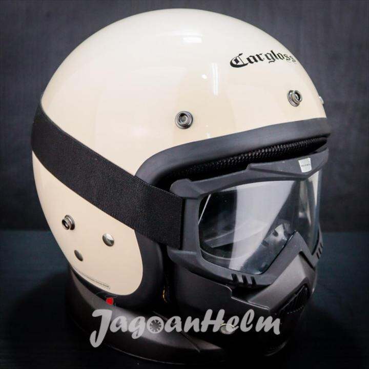 CARGLOSS HELM CFM RETRO SOLID | CF RETRO AVORIO NAIDE | + GOGGLE MASK ...