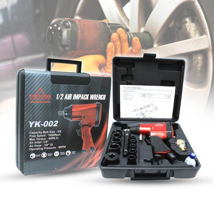 Air Impact Wrench 1/2 Kit Set Mesin Baut Kompresor Sok Socket Angin ...