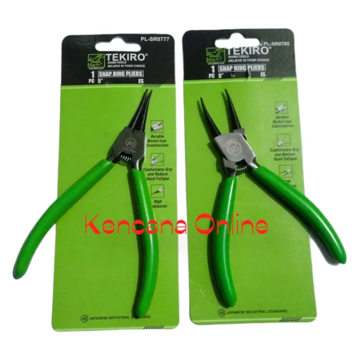 Tekiro tang snap ring lurus buka tutup 5" set 2 pcs alat bengkel tang ...