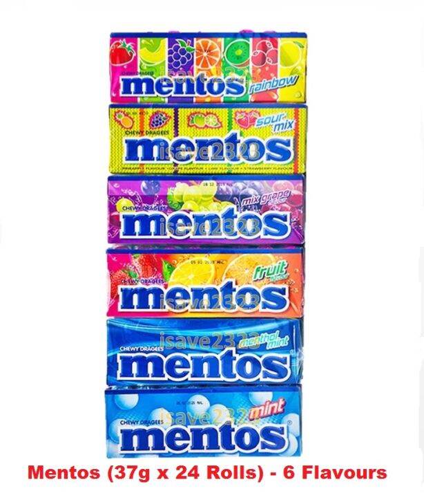 Mentos Chewy Dragees Roll (37g x 24 Rolls) - 6 Flavours | Lazada