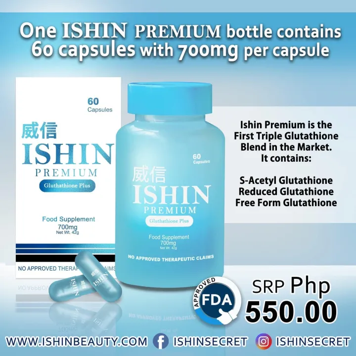 Ishin Premium First Triple Glutathione Blend 700mg - 60 capsules ...