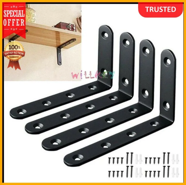 4 PIECE(s) L-shaped Corner Stand Heavy Duty Cast Iron Wall Mounted L ...