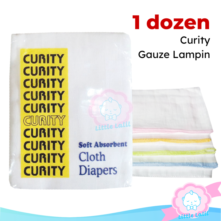 Curity Soft Absorbent Cloth Diapers Gauze Lampin Assorted Color 1 dozen ... Curity Soft Absorbent Cloth Diapers Gauze Lampin Assorted Color 1 dozen ...