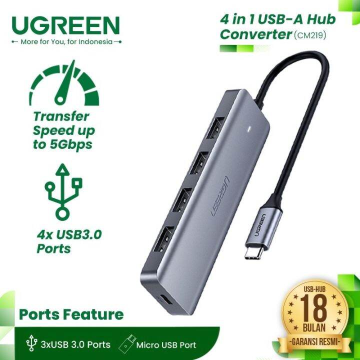UGREEN Type C Hub 4 Port USB 3.0 Adapter Konverter 4in1 Ports USB C | Lazada Indonesia