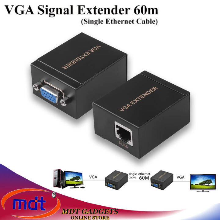 VGA Signal Extender 60M Amplifier Signal RJ45 CAT-5e/6 Ethernet Cable ...