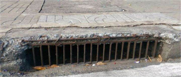 Curb Drainage Grating Scupper ตะแกรงดักขยะฝุ่นผงคันหินใบไม้ด้านข้างริม ...