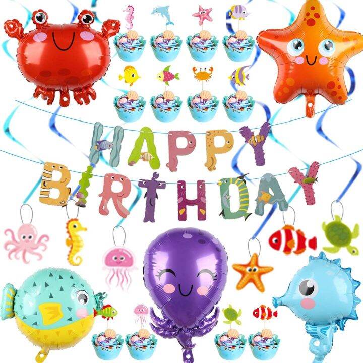 SURSURPRISE Ocean Animal Theme Birthday Party Decoration Sea Animal ...