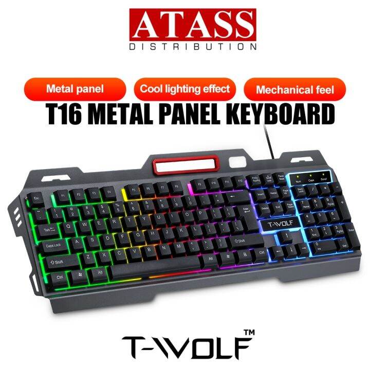 T-WOLF T16 GAMING KEYBOARD WITH SMARTPHONE SLOT, MERCHANICAL FEELING ...