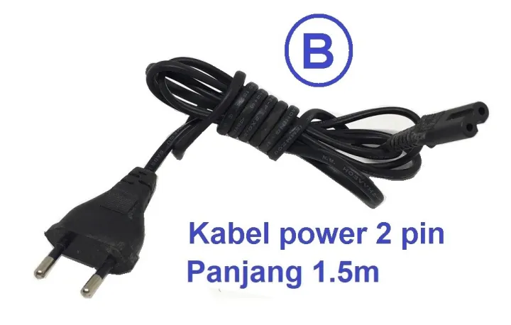 Kabel power colokan listrik konektor 2pin - Cable wire Connector 2 pin ...