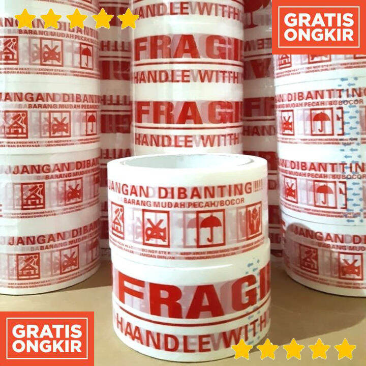Lakban Fragile Putih 48mm x 50M - Lakban Jangan di Banting 2" x 50M ...
