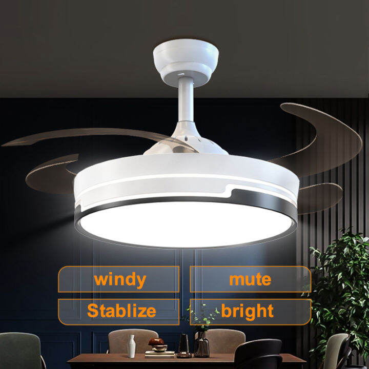 Ceiling fan 100W kipas dinding fan light three color dimming white ...