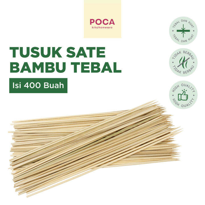 Arata Isi 400 Pcs Tusuk Sate Bambu 22 CM Tusukan Sate Ayam Tebal ...