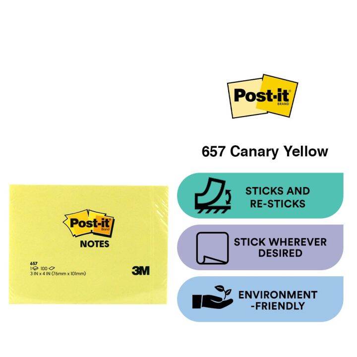 3M Post-it® Notes, 4 in x 6 in 100 sheets 660 Lined Canary Yellow ...
