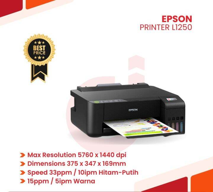 PRINTER EPSON ECOTANK L1250 PRINT WIFI Wireless Ink Tank INFUS TINTA ...