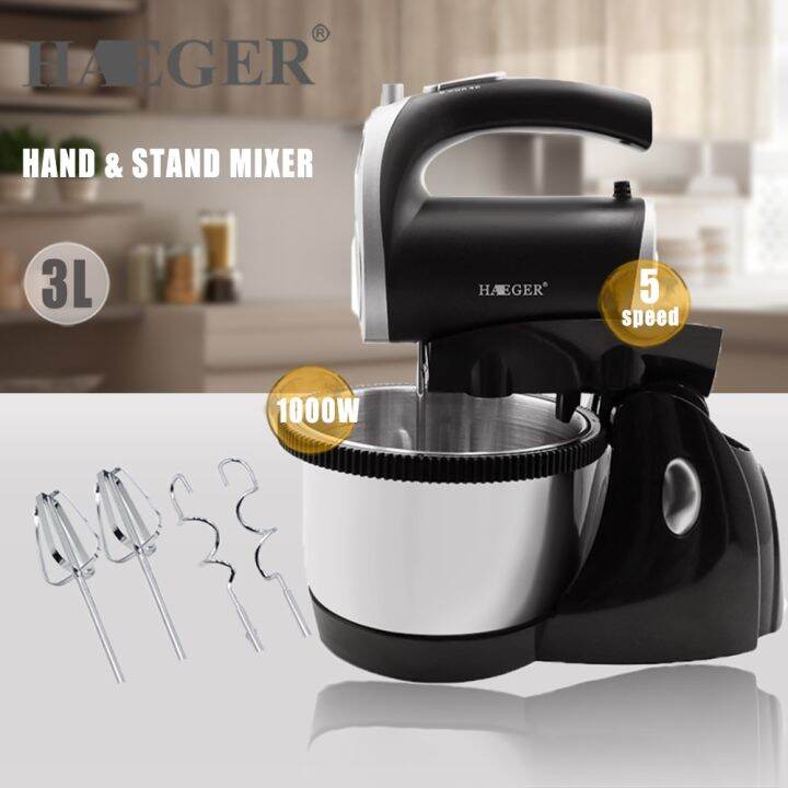 HAEGER 3L Stand Mixer ชาม 5 Speed Hand Mixer ไฟฟ้า 2 in 1 สำหรับเค้ก ...