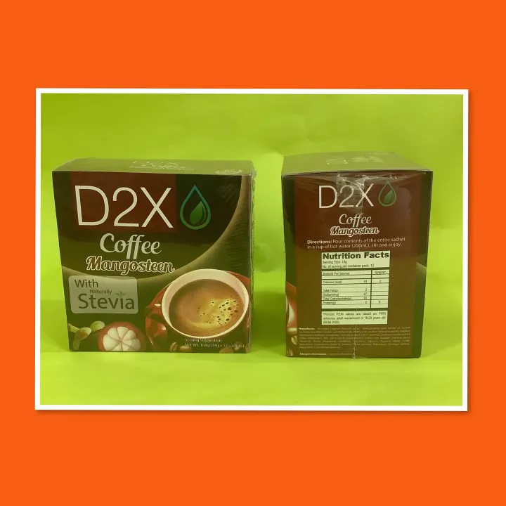 (1 BOX) D2X Coffee Mangosteen with Naturally Stevia Plain Authentic x ...