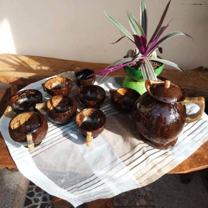 Ins recommend Coffee/Tea cups with Pitcher made of coconut shell/hand ...