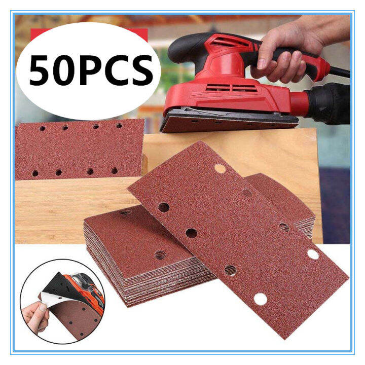 50pcs Hook and Loop Sanding Paper Punched Sheets Sandpaper for 1/3 ...