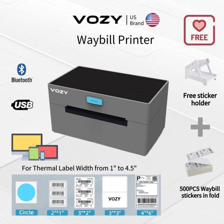 ※Waybill Printer VOZY T7 Cellphone Bluetooth USB Thermal Printer A6 46 ...