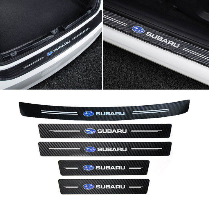 5Pcs Carbon Fiber Car Door Sill Threshold Protector Sticker for Subaru ...