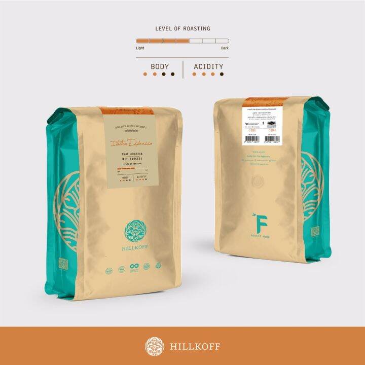 Hillkoff เมล็ดกาแฟคั่ว อาราบิก้า คั่วกลาง ฮิลล์คอฟฟ์ (Italian)Arabica 100 ขนาด 500 g กาแฟ อราบ ...