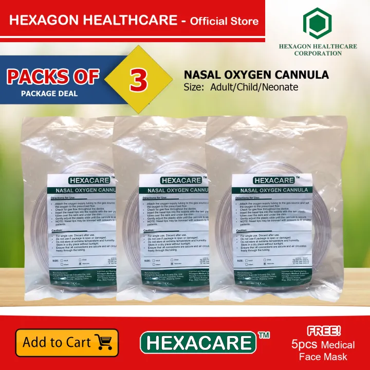 NAS01B3L - Nasal Oxygen Cannula (HEXACARE) ADULT Size , Bundle of 3 ...