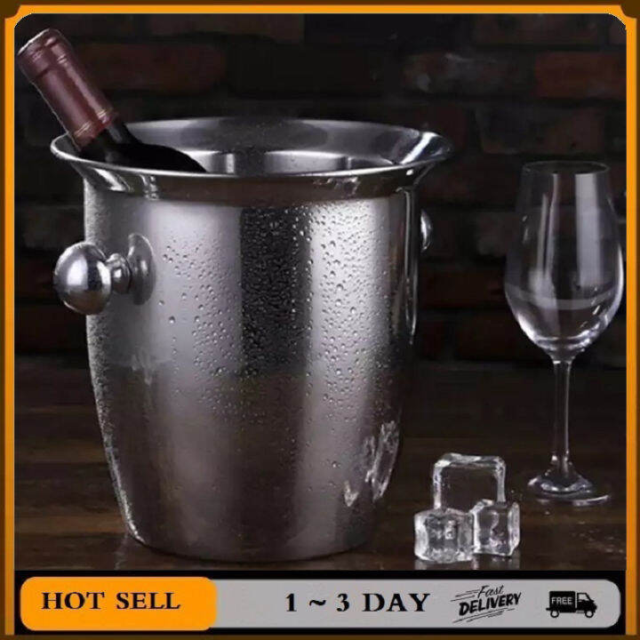 Stainless Steel Thickened Ice Bucket Wine Cool Champagne Cooler Ice ...