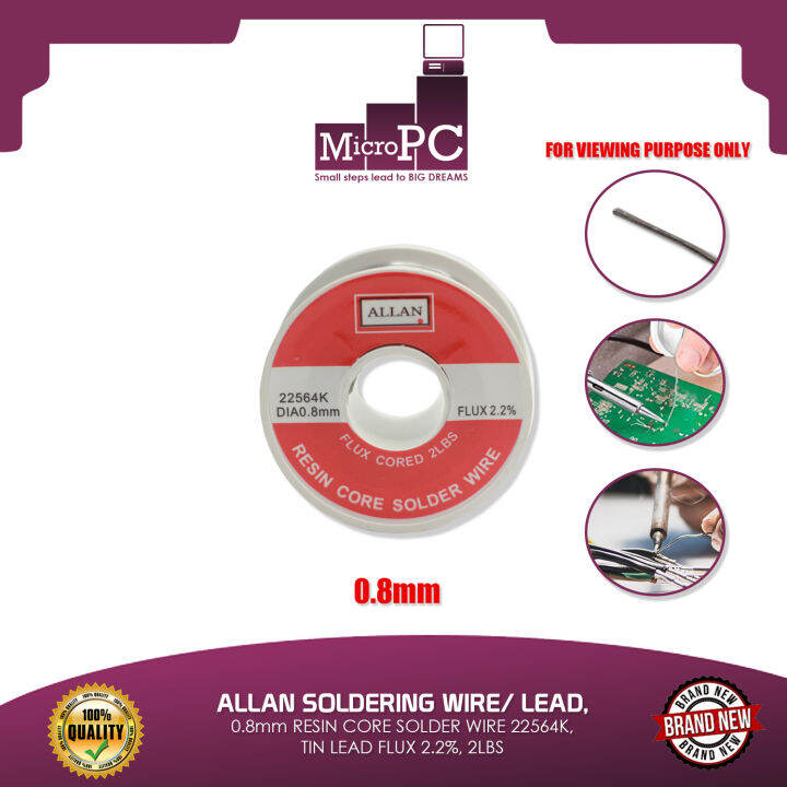 ALLAN SOLDERING WIRE/ LEAD, 0.8mm RESIN CORE SOLDER WIRE 22564K, TIN ...