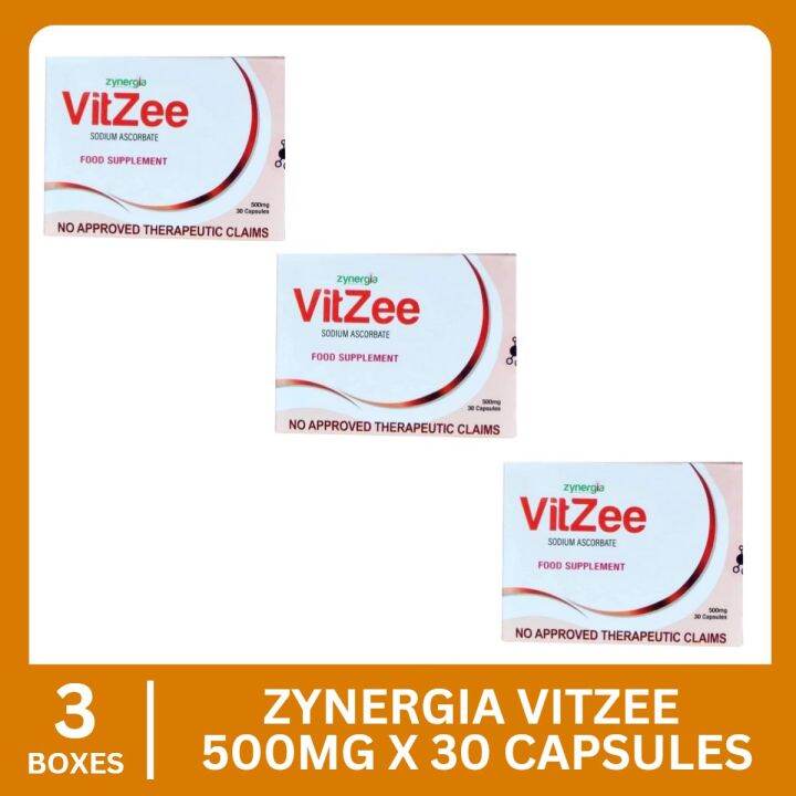 Vitzee Zynergia Sodium Ascorbate 500 mg 30 capsules per BOX ( 3 BOXES ...