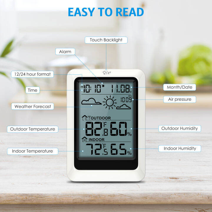 Weather Station Radio With Outdoor Sensor Digital Dcf Radio Controlled Clock Outdoor Indoor