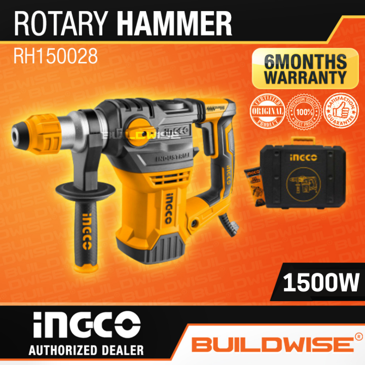 INGCO Rotary Hammer 1500W RH150028「BUILDWISE®」 | Lazada PH