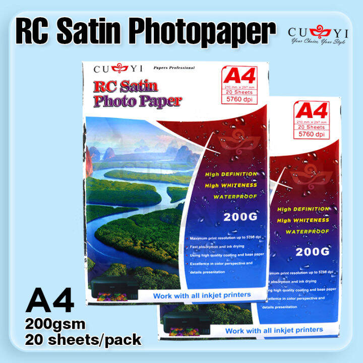 CUYI RC Satin // RC High Glossy 200GSM Photo Paper A4 | Lazada PH